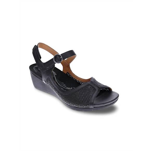 REVERE | Shoes | New Revere Kaya Backstrap Wedge Medium Width In Black ...
